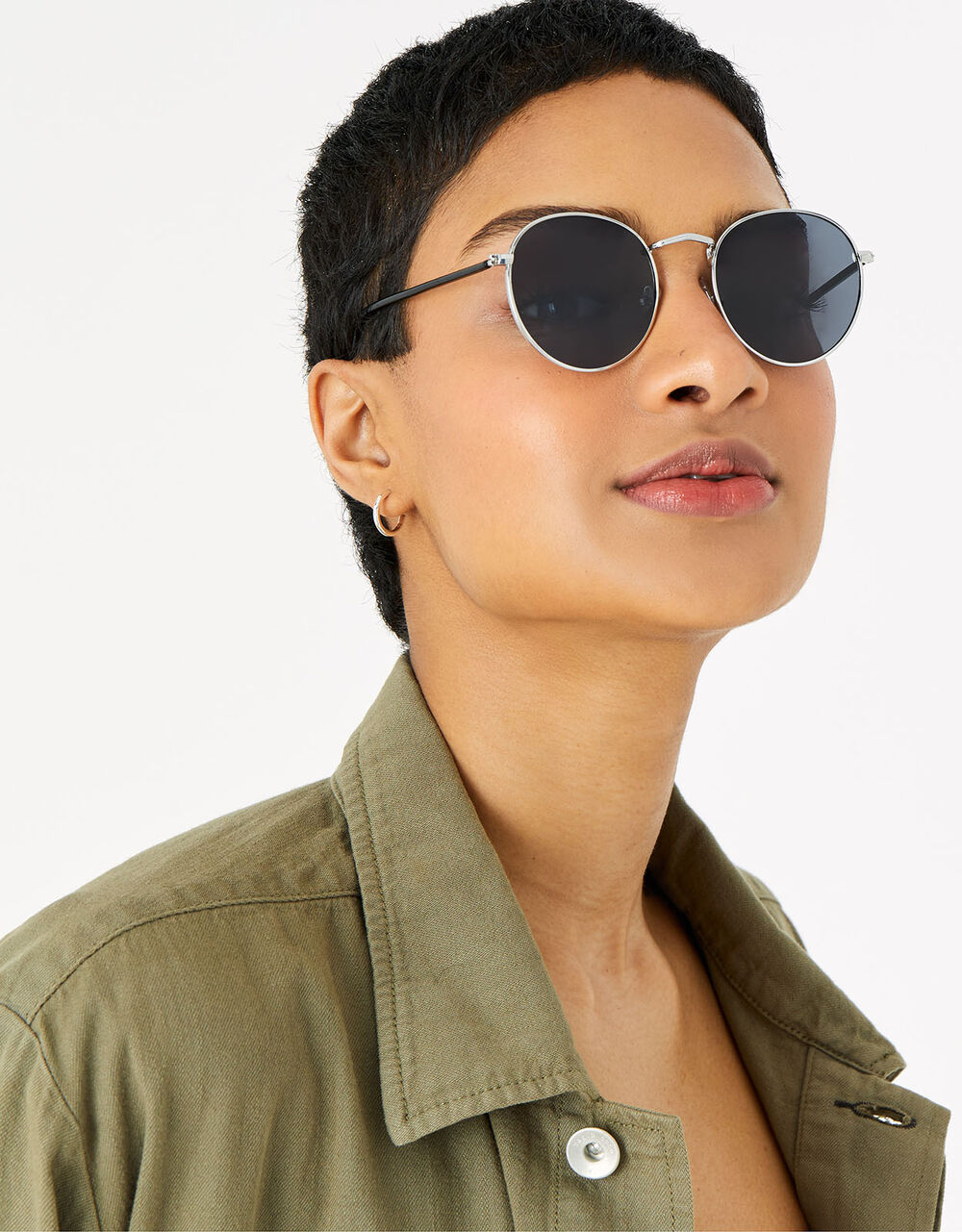 Roxy Round Sunglasses Silver