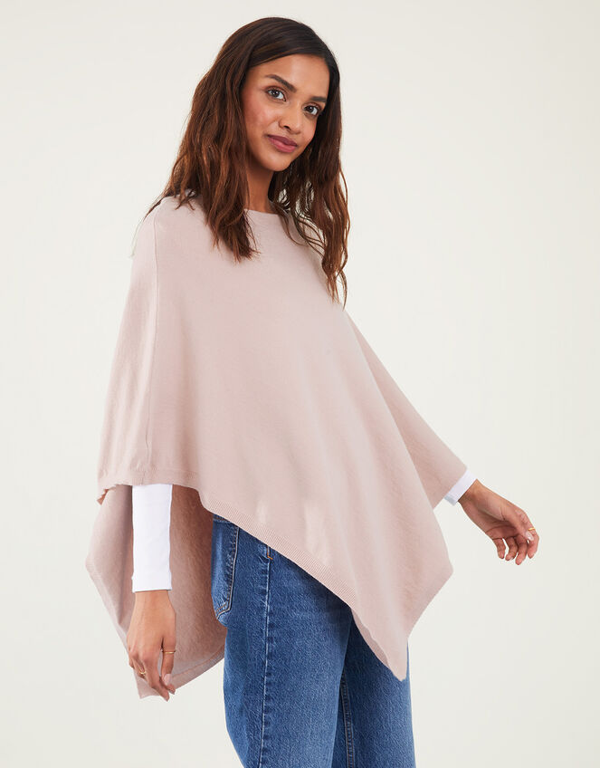 Lightweight Knit Poncho Pink