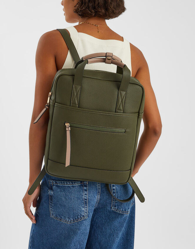 Pocket Top Handle Backpack Green