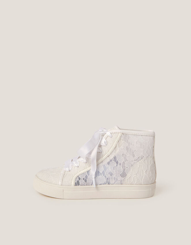 Lace High-Top Trainers Ivory | Girls' Flat Shoes | Monsoon UK.