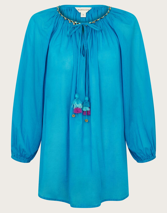 Amy Tie Neck Top Blue Tops And T Shirts Monsoon Uk