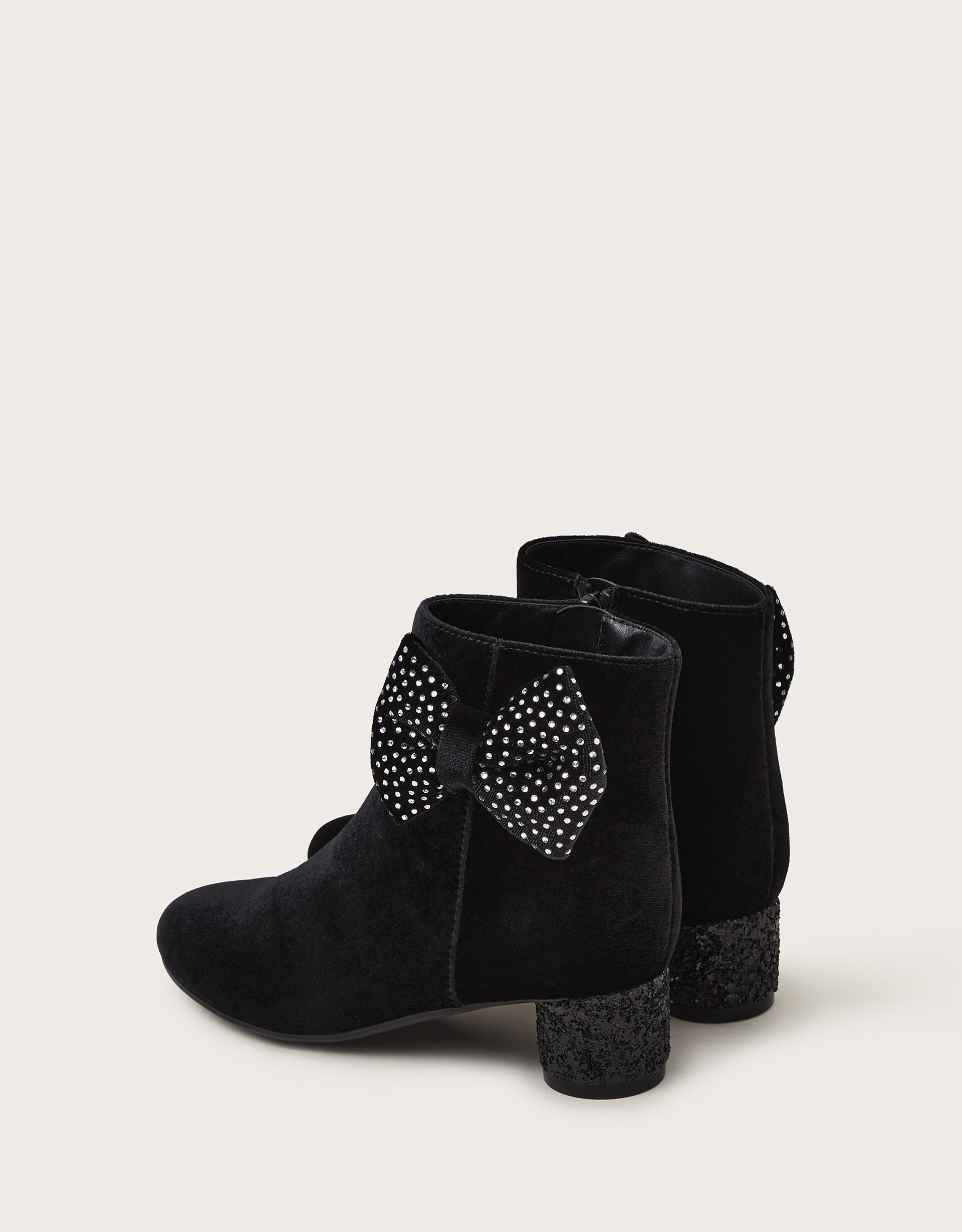 Velvet Bow Boots Black | Shoes | Monsoon UK.