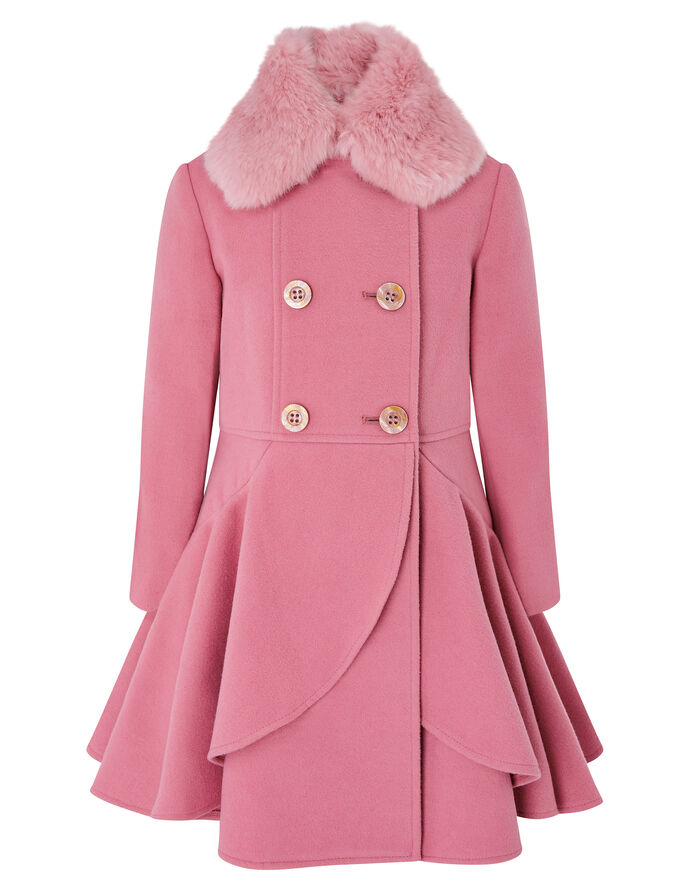 Twirl Ruffle Coat Pink