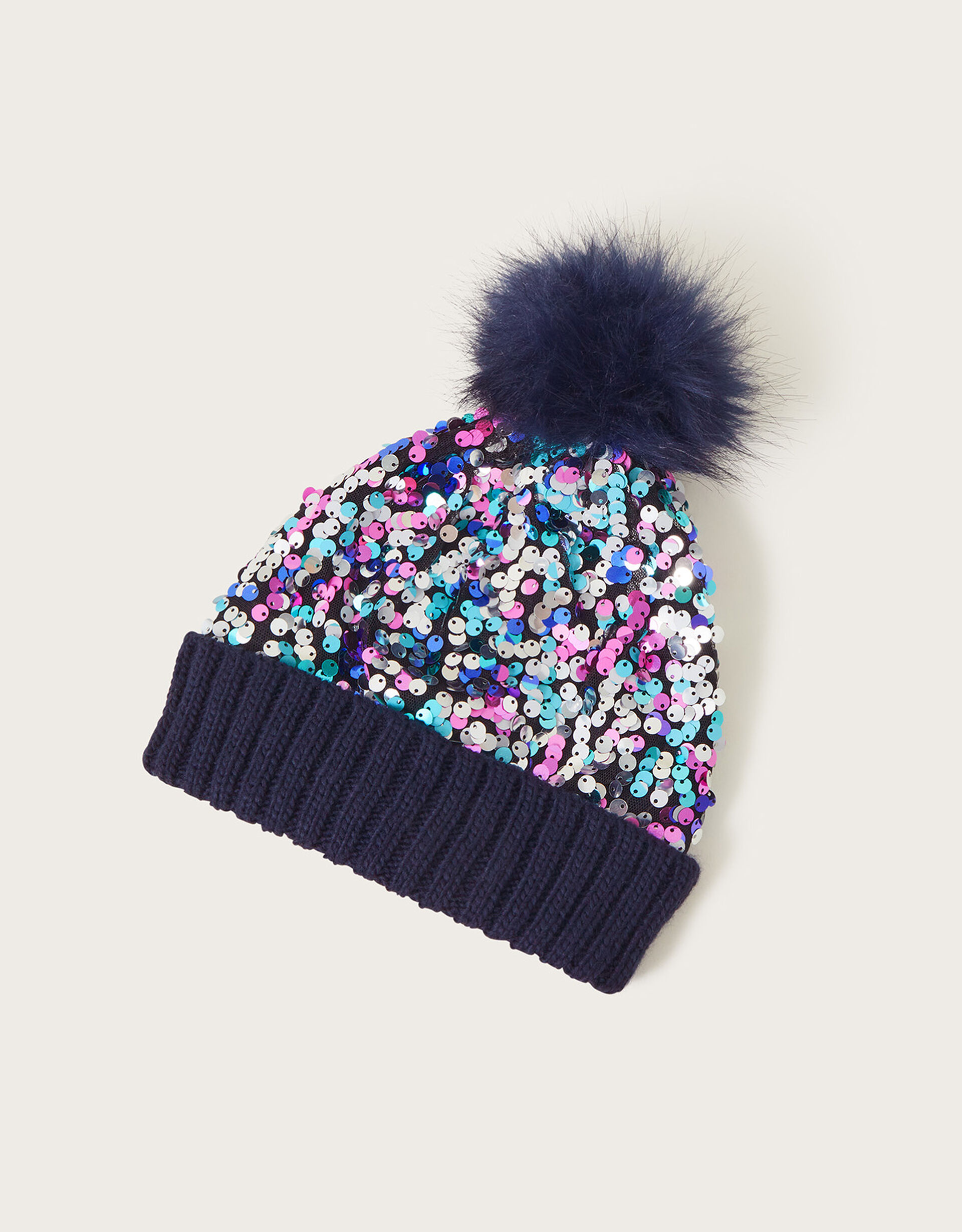 Izzy Sequin Beanie Hat Blue | Children's Hats & Sunglasses | Monsoon UK.