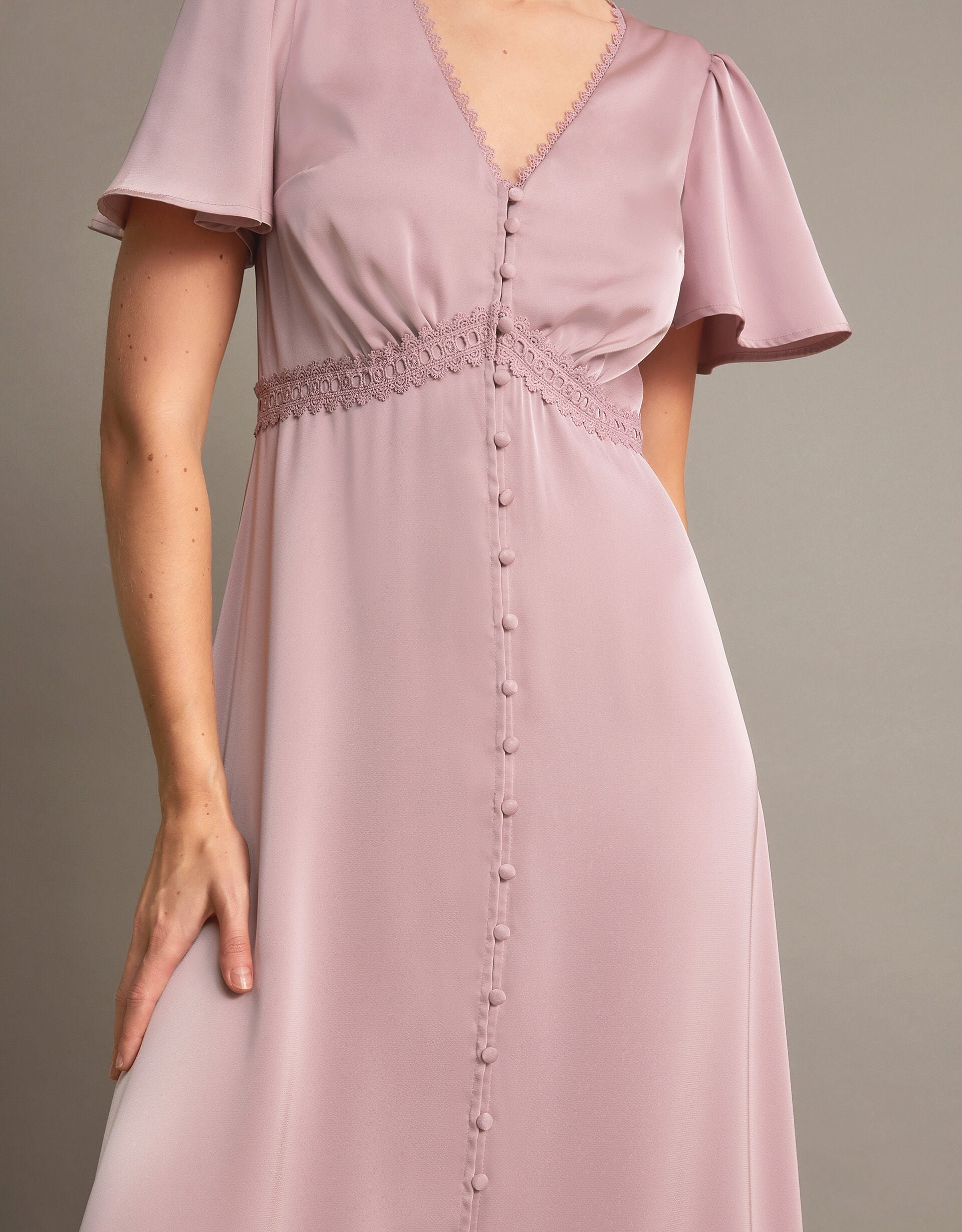 Ivy Satin Maxi Dress Mink | Evening Dresses | Monsoon UK.
