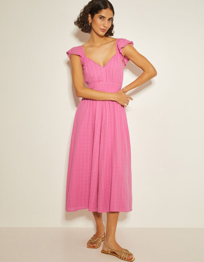 Marlee Ruffle Midi Sun Dress Pink