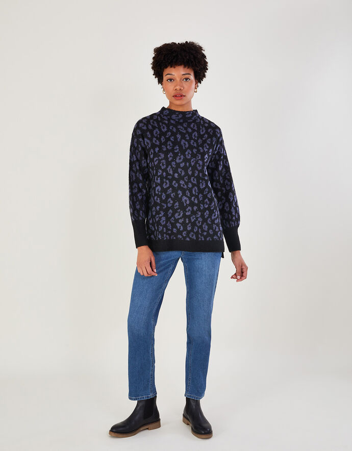 Animal Longline Jumper with Recycled Polyester Black