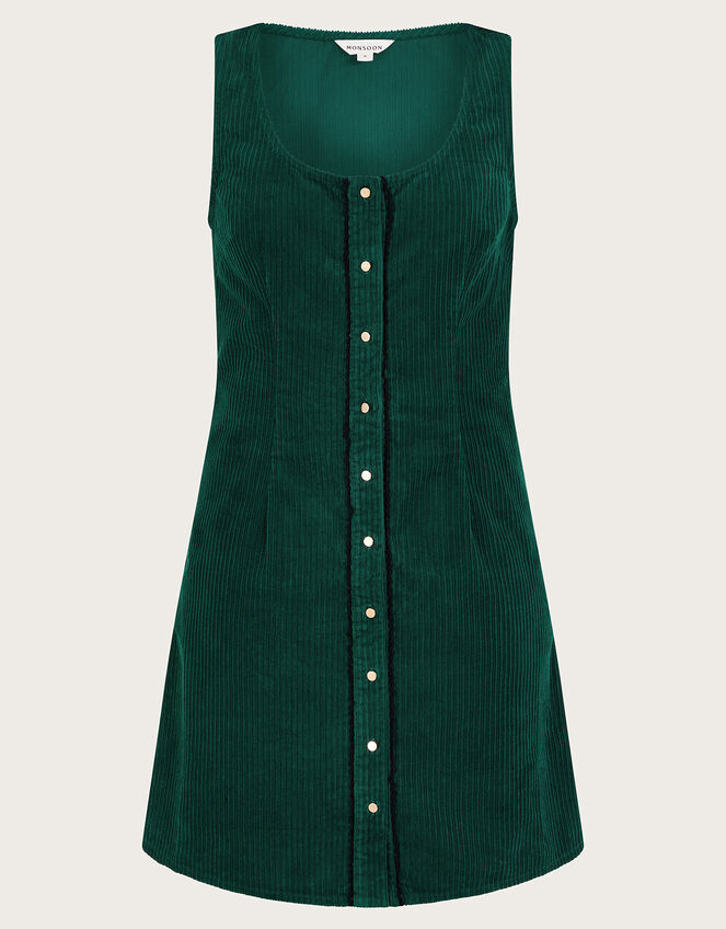 Jumbo Cord Pinafore Dress Green