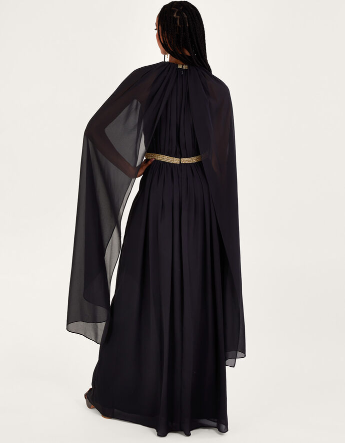 Christa Plain Cape Dress Black