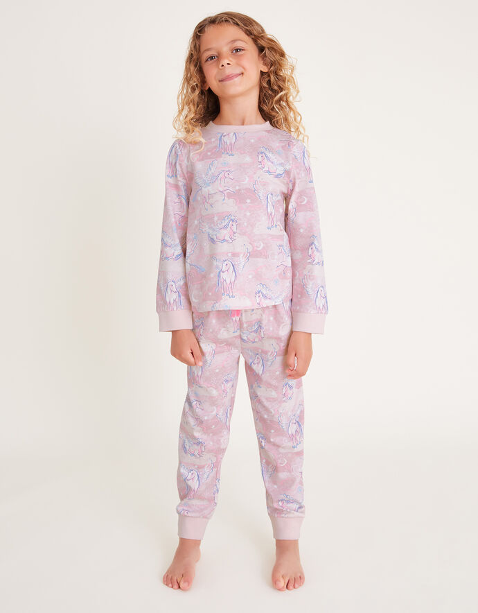 Unicorn Print Long Sleeve Pyjamas Set Pink | Nightwear & Slippers ...