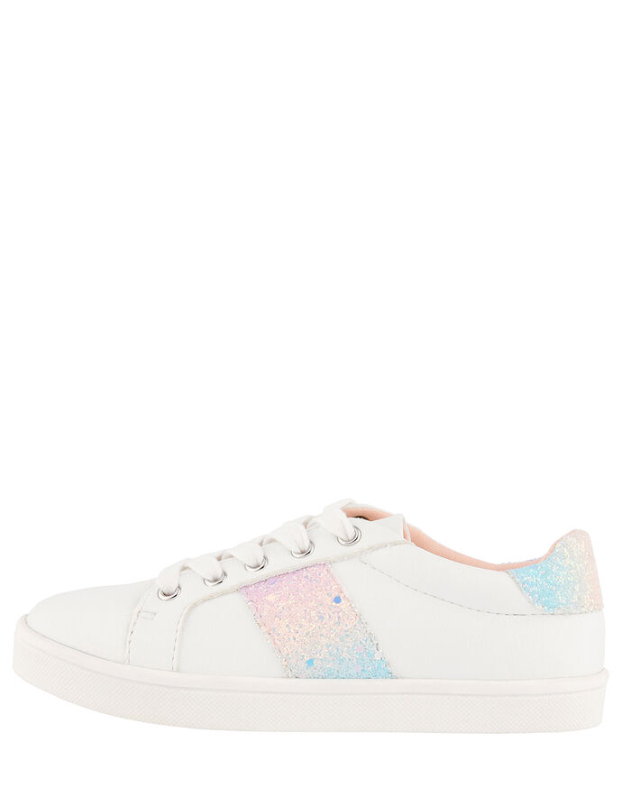 Pastel Rainbow Glitter Trainers Ivory