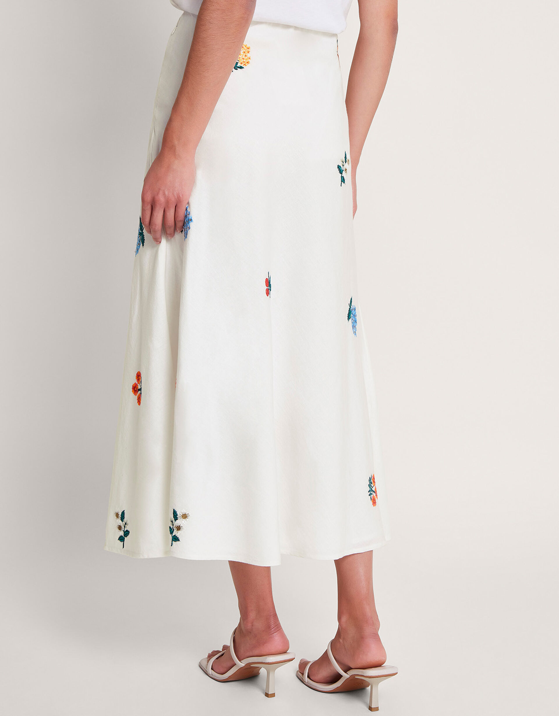Piera Embroidered Midi Skirt Ivory | Skirts | Monsoon UK.