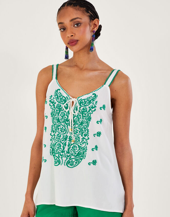 Embroidered Cami Top Green | Vests, Camisoles And Sleeveless Tops ...