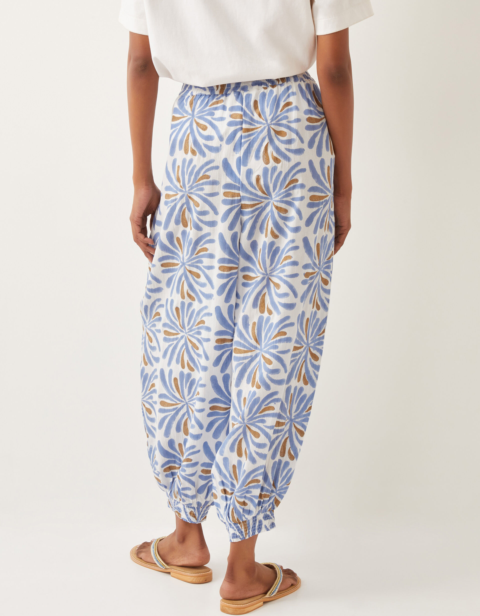 Cece Woodblock Print Harem Trousers Blue | Beachwear & Swimwear ...