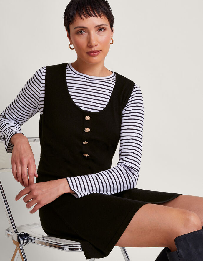 Phene Pinafore Mini Dress Black
