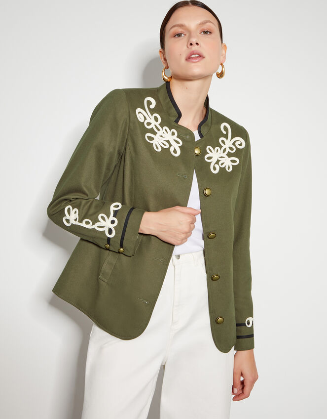 Eden Cornelli Embroidered Jacket Green | Women's Jackets | Monsoon UK.