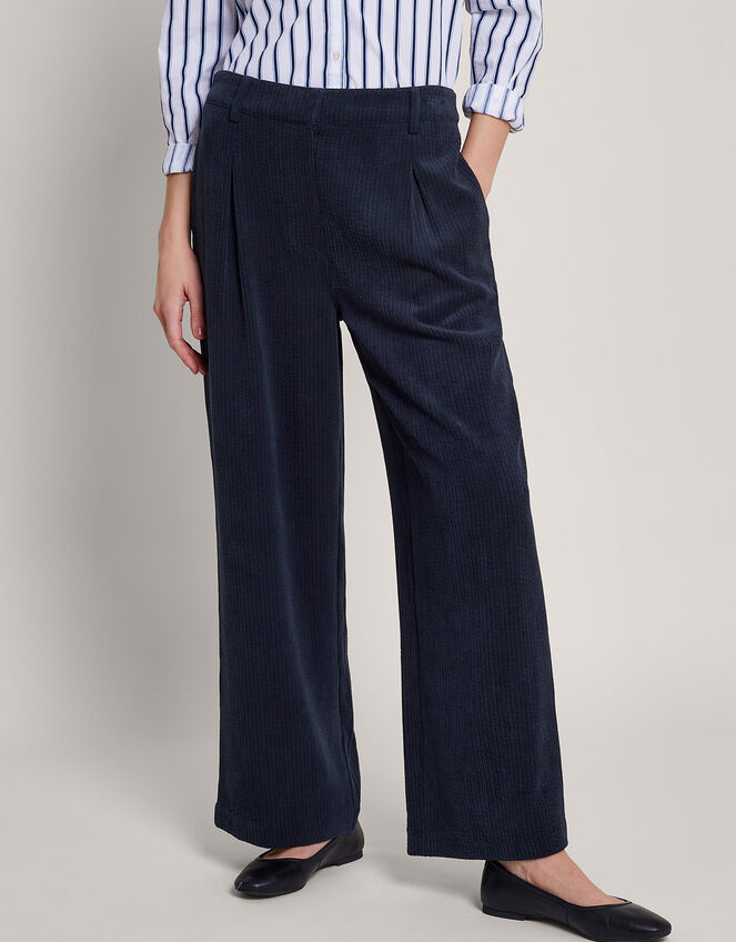 Serena Wide Leg Cord Trousers Blue | Trousers & Leggings | Monsoon UK.