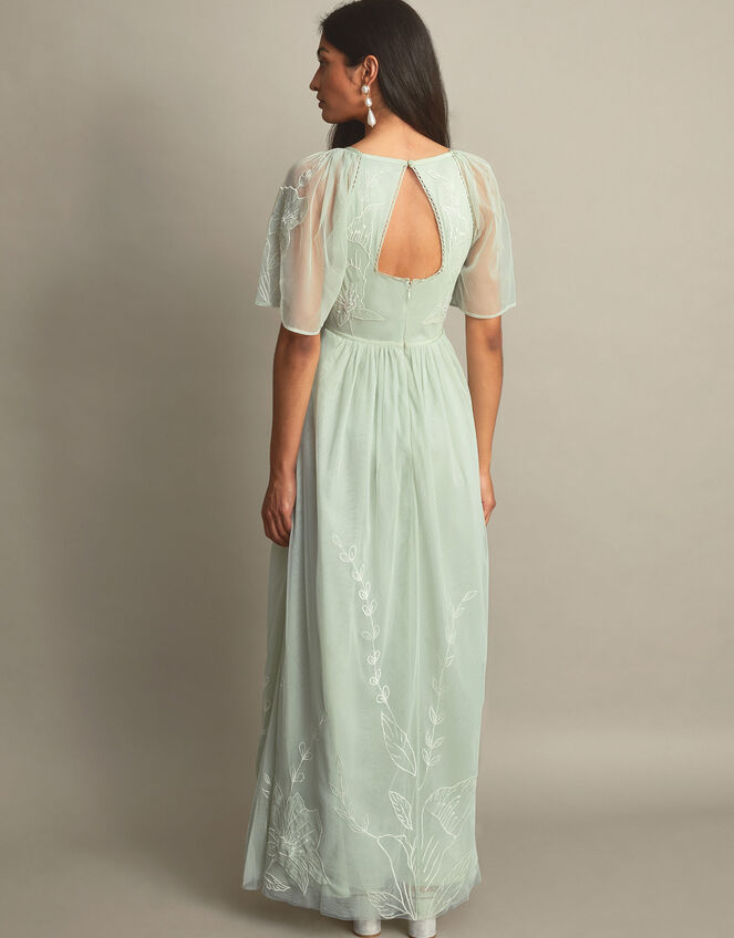 Kacia Embroidered Maxi Dress Green | Evening Dresses | Monsoon UK.
