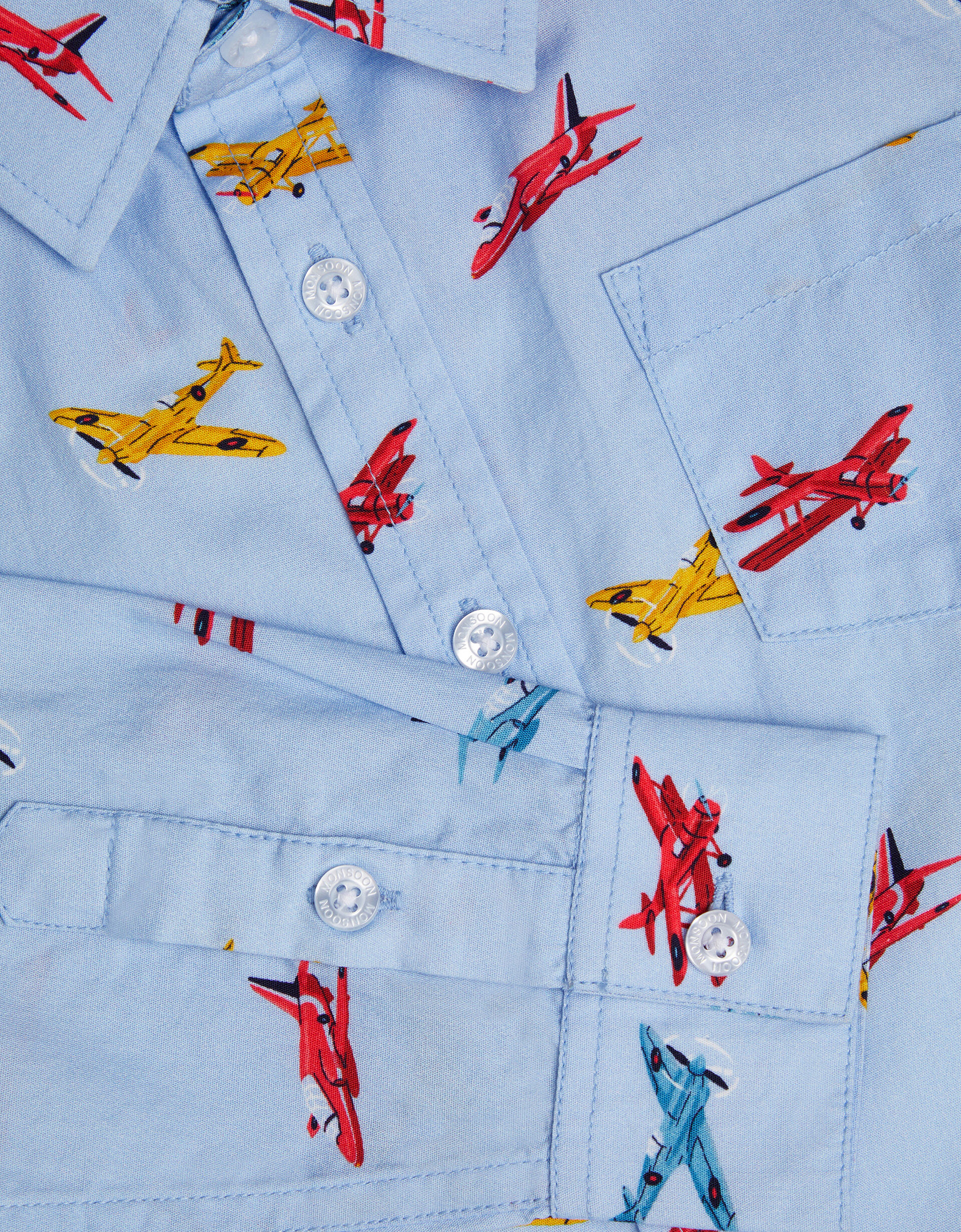 Plane Print Shirt Blue | Boys' Tops & T-shirts | Monsoon UK.