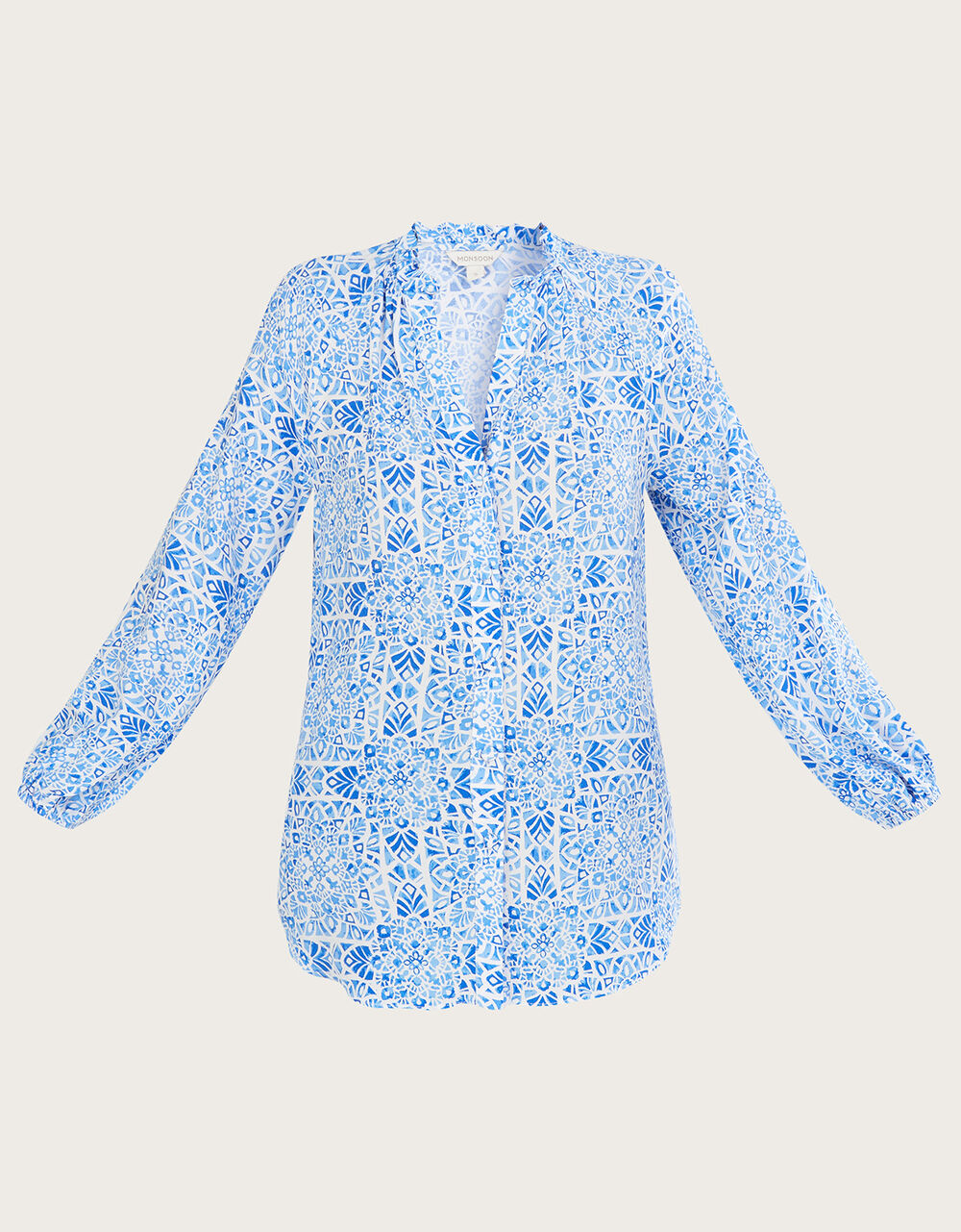 Josephine Geometric Print Blouse Blue | Tops & T-shirts | Monsoon UK.
