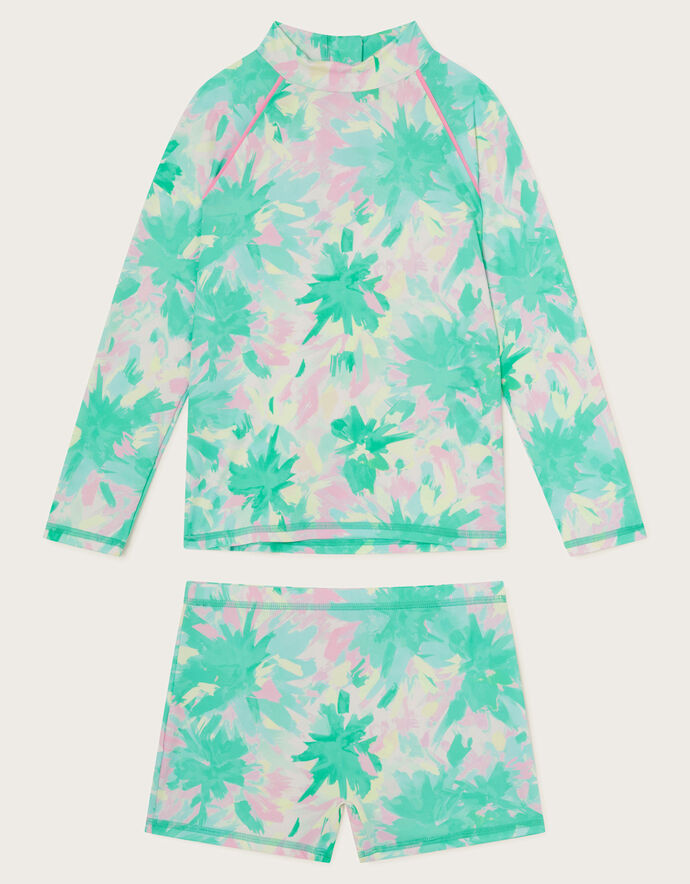 Splash Palm Print Swim Set Green