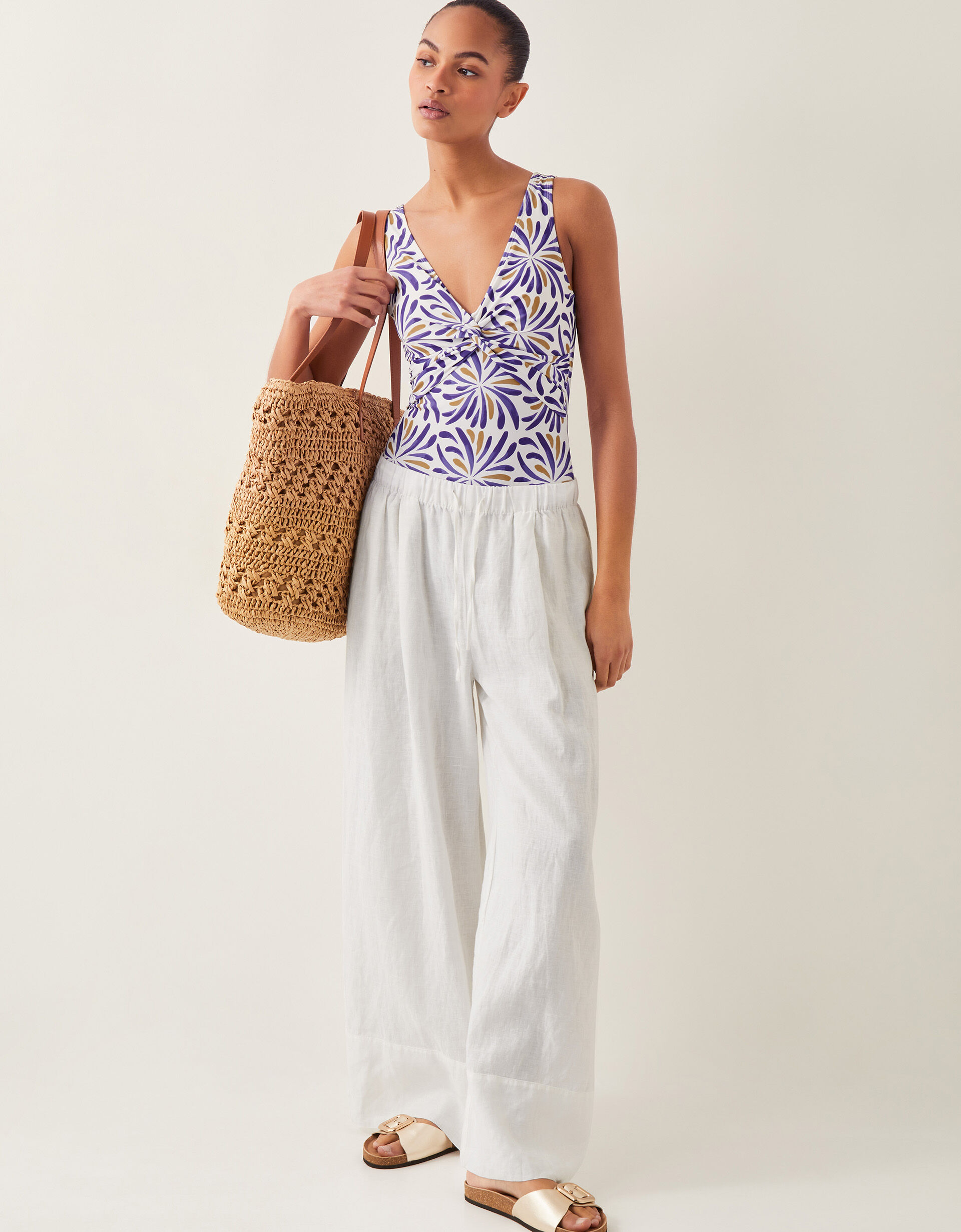 Cece Block Print Swimsuit Blue