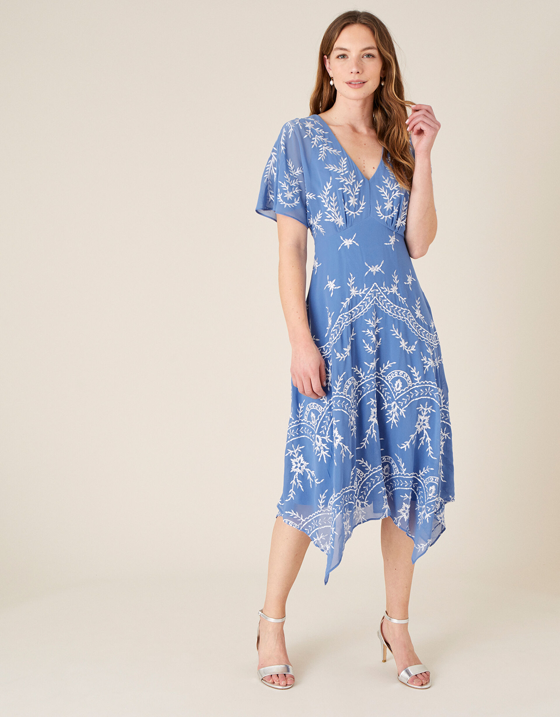 Daisy Embroidered Hanky Hem Dress Blue | Monsoon UK Navigation Catalog ...