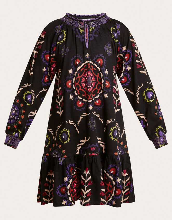 Xoey Print Tiered Dress Black | Midi Dresses | Monsoon UK.