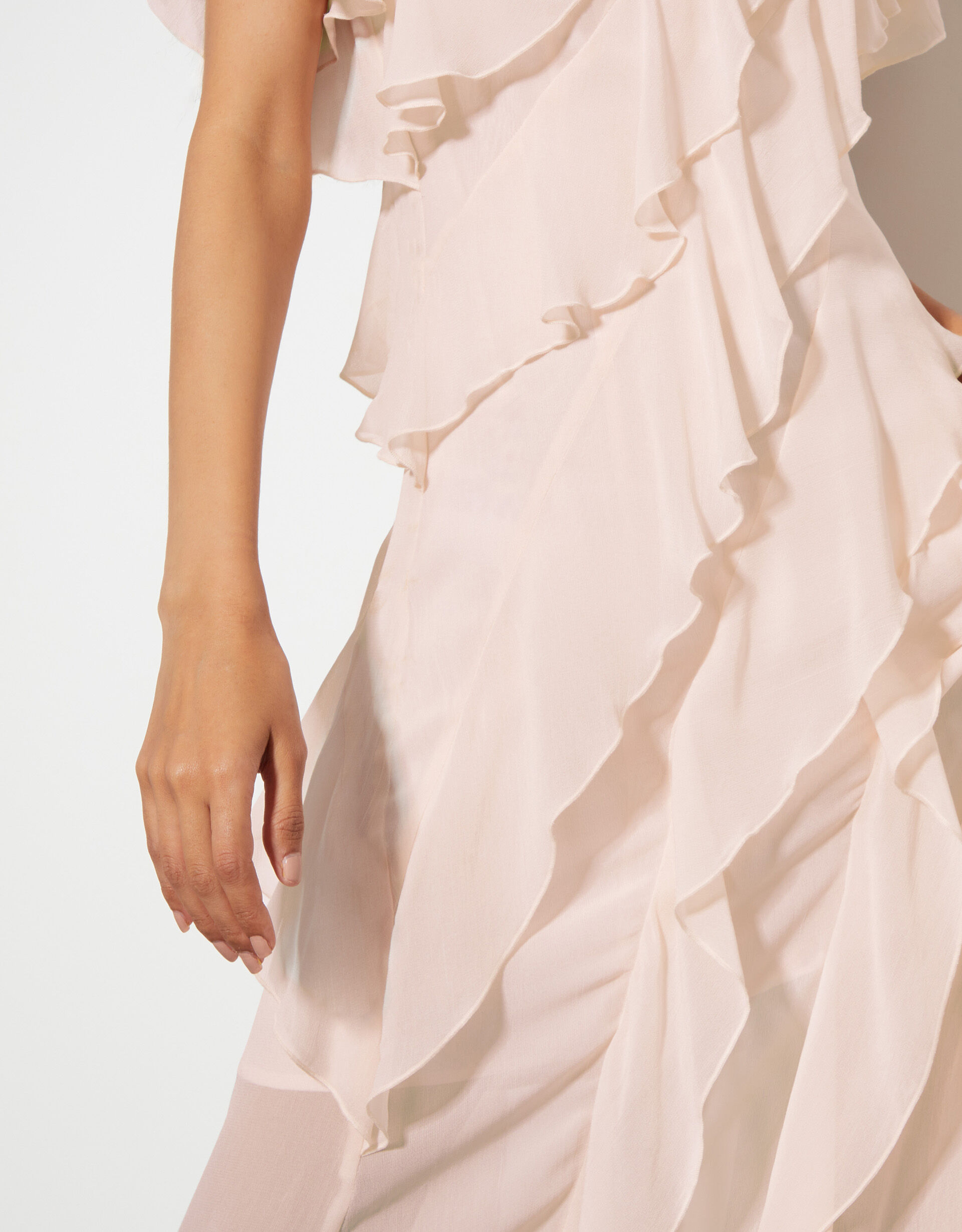 Renata Ruffle Maxi Dress Pink | Evening Dresses | Monsoon UK.