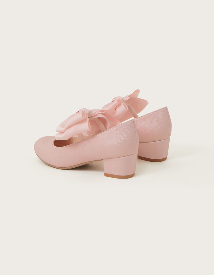 Poppy Satin Bow Heels Pink