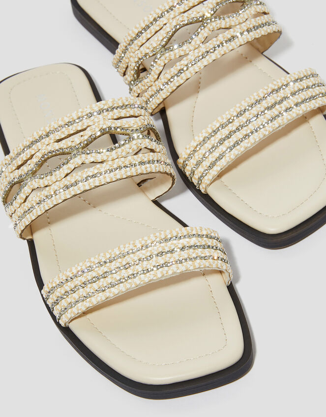 Macy Diamante Strap Slide Sandals Cream | Women's Shoes | Monsoon UK.
