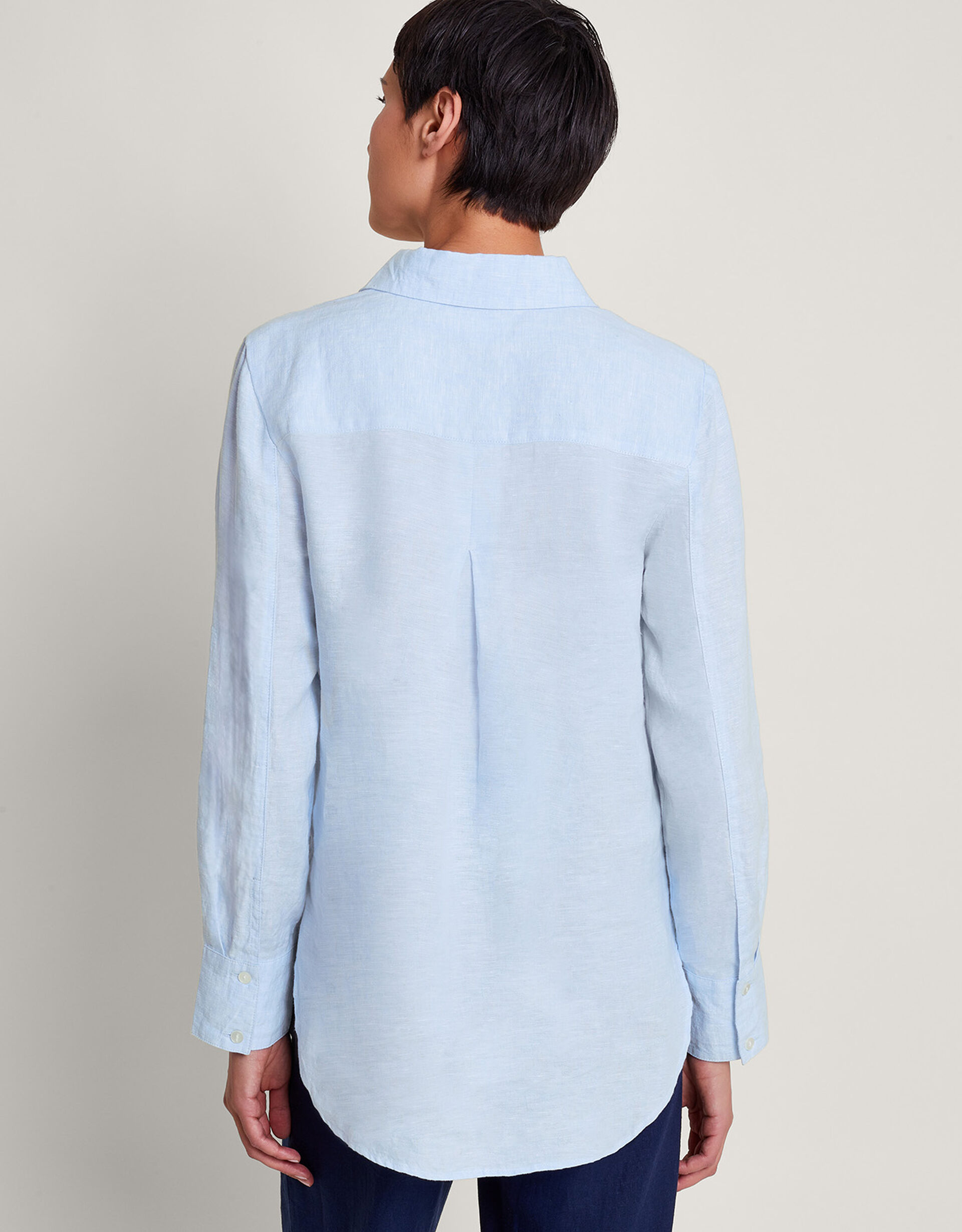 Charlie Longline Linen Shirt Blue | Blouses & Shirts | Monsoon UK.