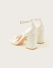 Satin Knot Block Heeled Sandals Ivory | Women's Shoes | Monsoon UK.