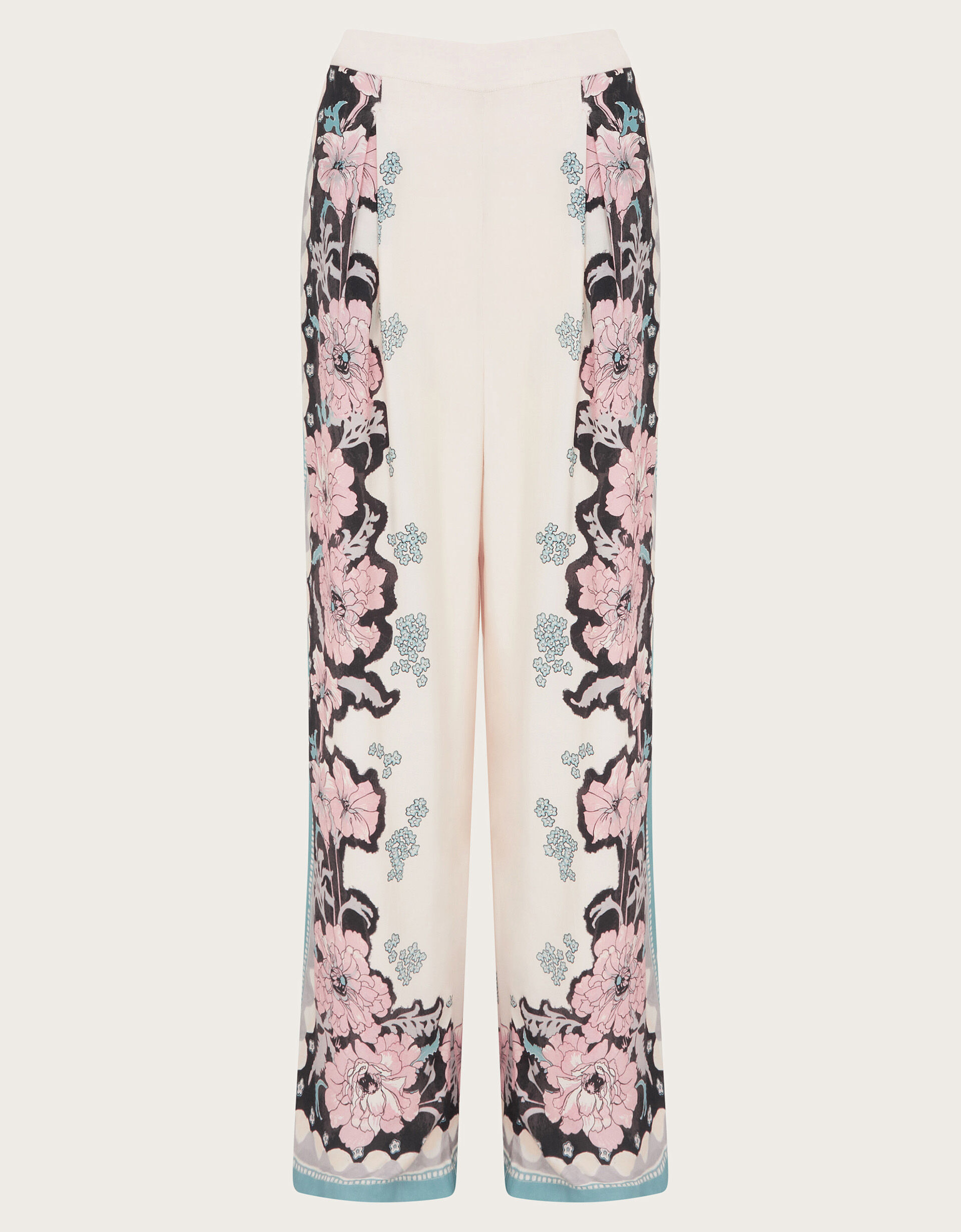 Katrina Floral Wide Leg Trousers Ivory | Trousers & Leggings | Monsoon UK.