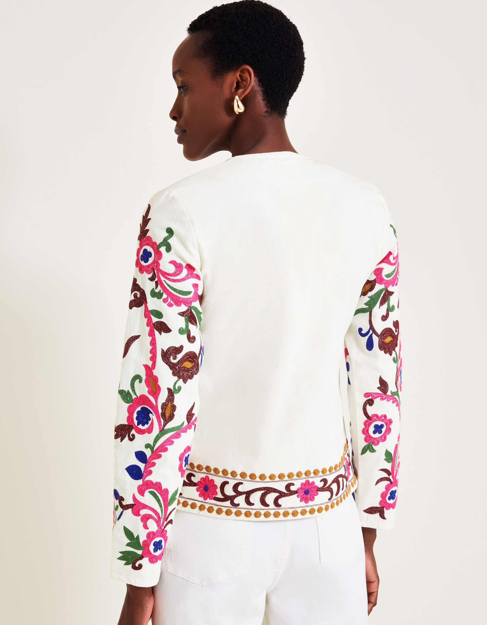 Erica Embroidered Jacket Ivory | Women's Jackets | Monsoon UK.
