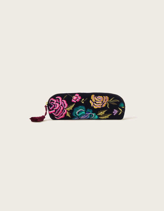 Floral Embroidered Pencil Case
