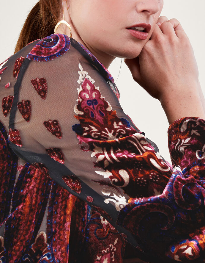 Peri Paisley Devore Top Black