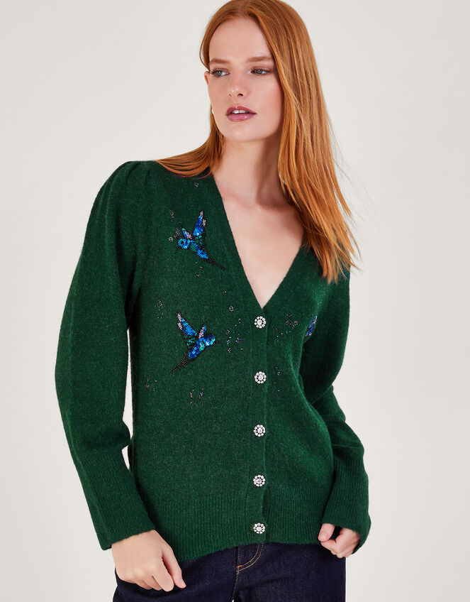 Beau Bird Embellished Cardigan Green | Cardigans | Monsoon UK.