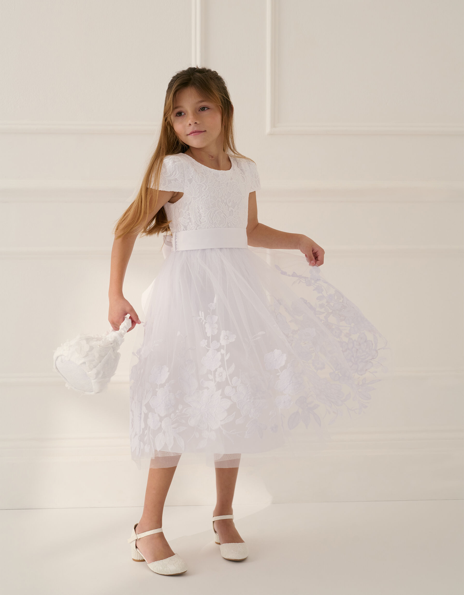 Sorcha Floral Lace Communion Dress White