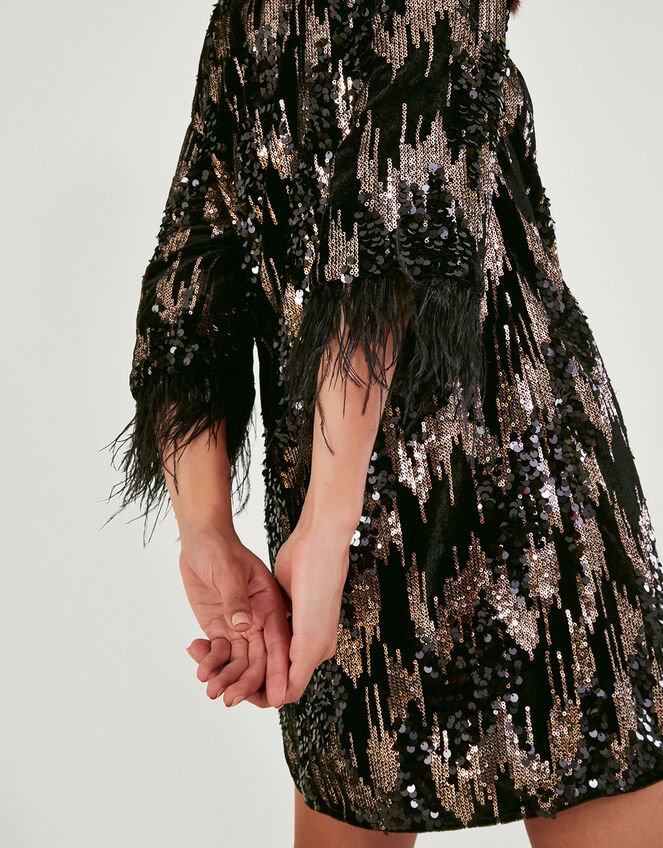 Fern Sequin Tunic Dress Black