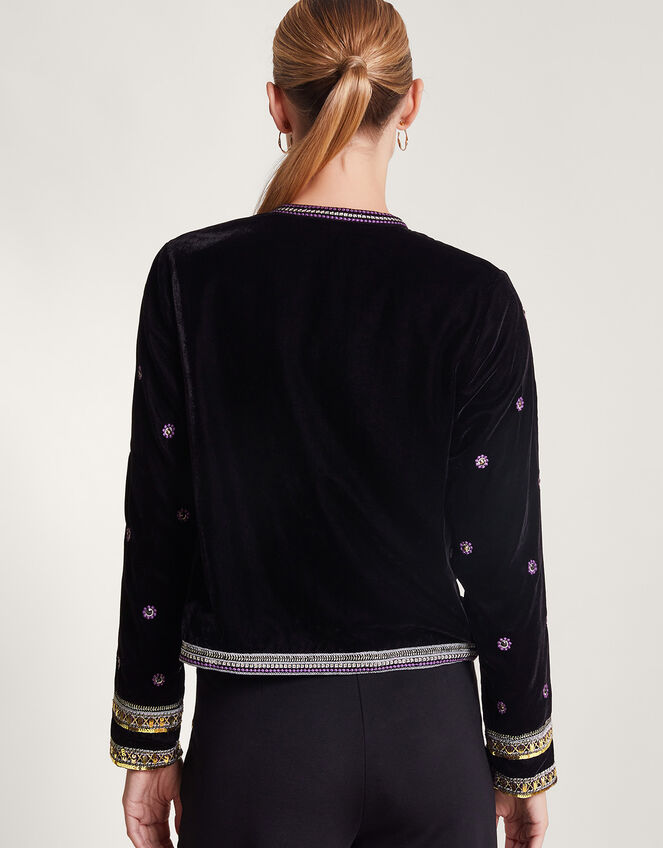 Vera Embellished Velvet Jacket Black
