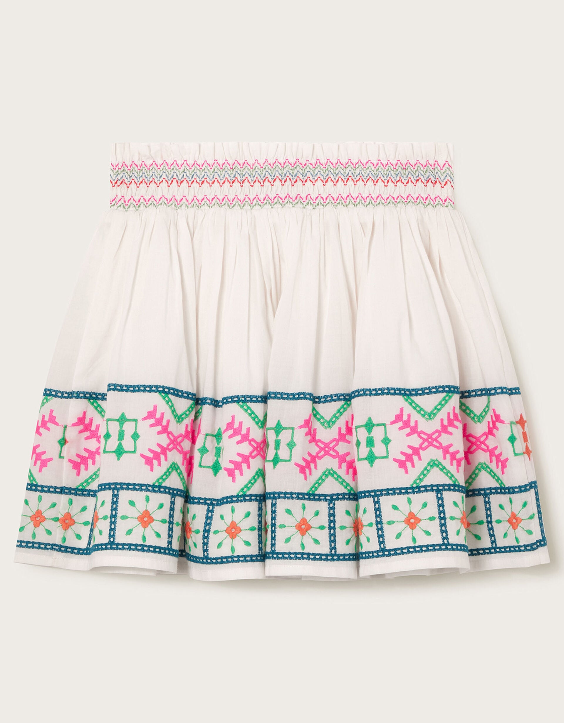 Embroidered Hem Skirt White