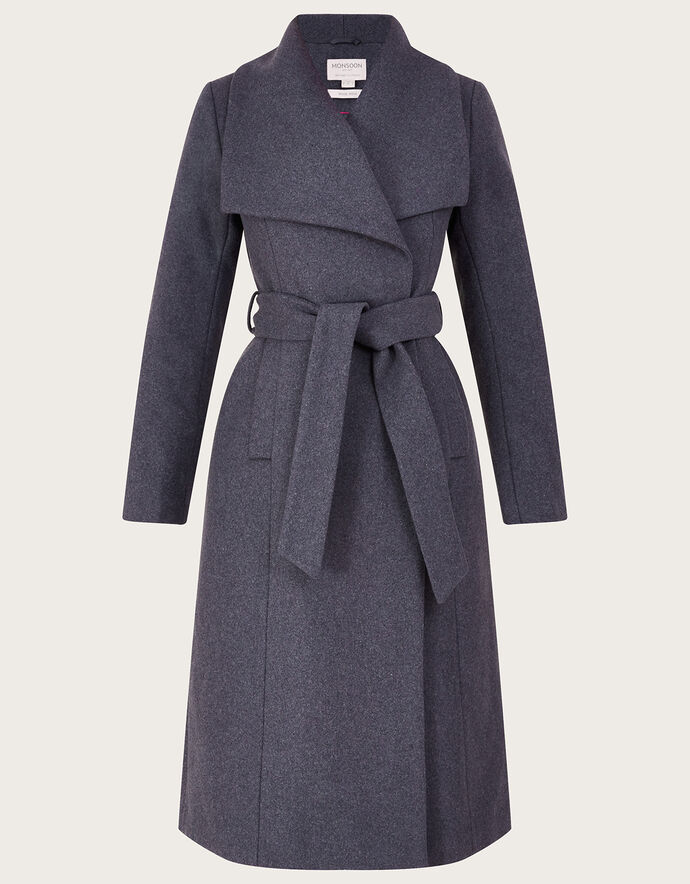 Kristen Smart Belted Robe Coat with Recycled Polyester Grey