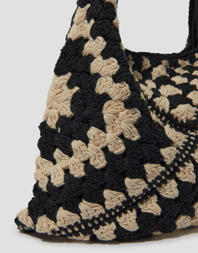 Mae Crochet Shopper Bag Black