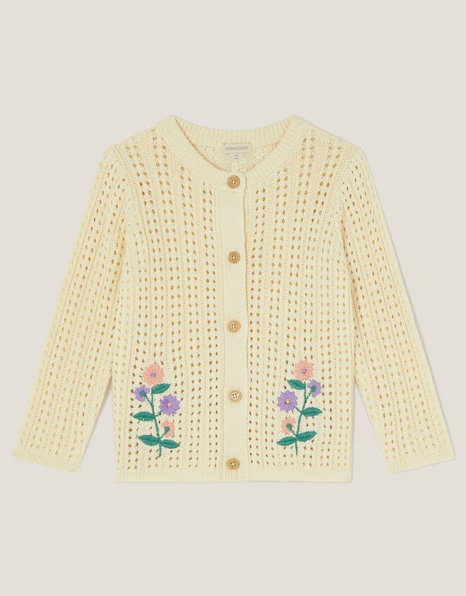 Floral Embroidered Crochet Cardigan Ivory | Girls' Cardigans | Monsoon UK.