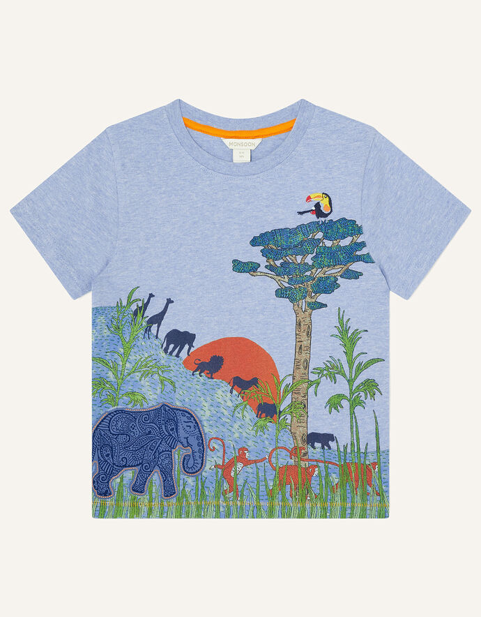 Safari Sunset T-Shirt Blue | Boys' Tops & T-shirts | Monsoon UK.