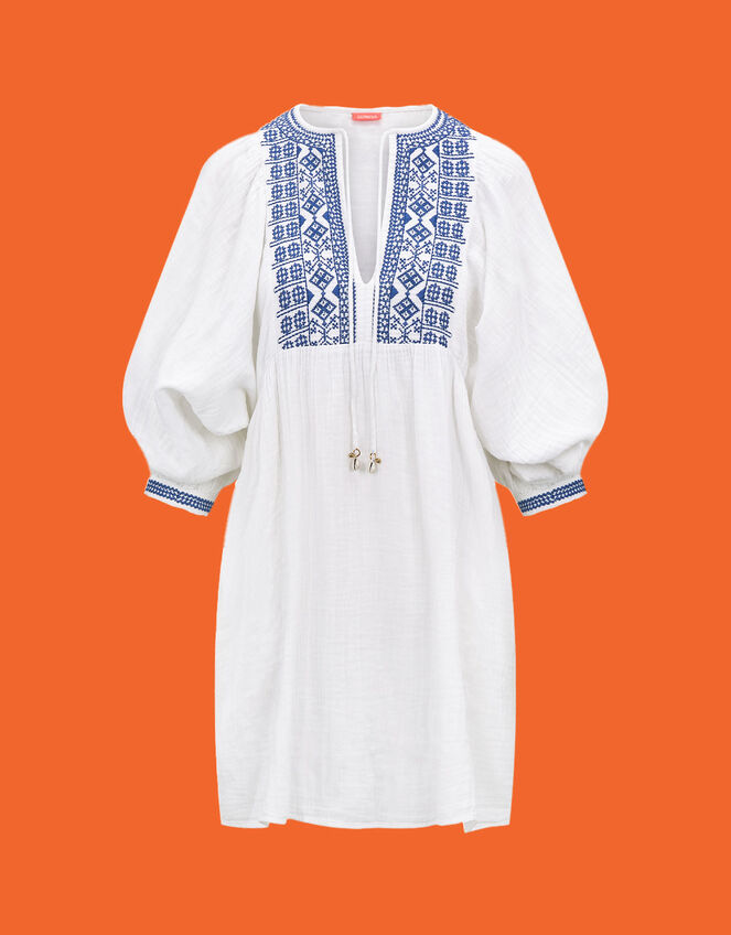 Sunuva Ladies Peruvian Hand-Embroidered Dress White