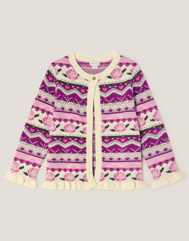 Floral Fair Isle Cardigan Pink | Girls' Cardigans | Monsoon UK.