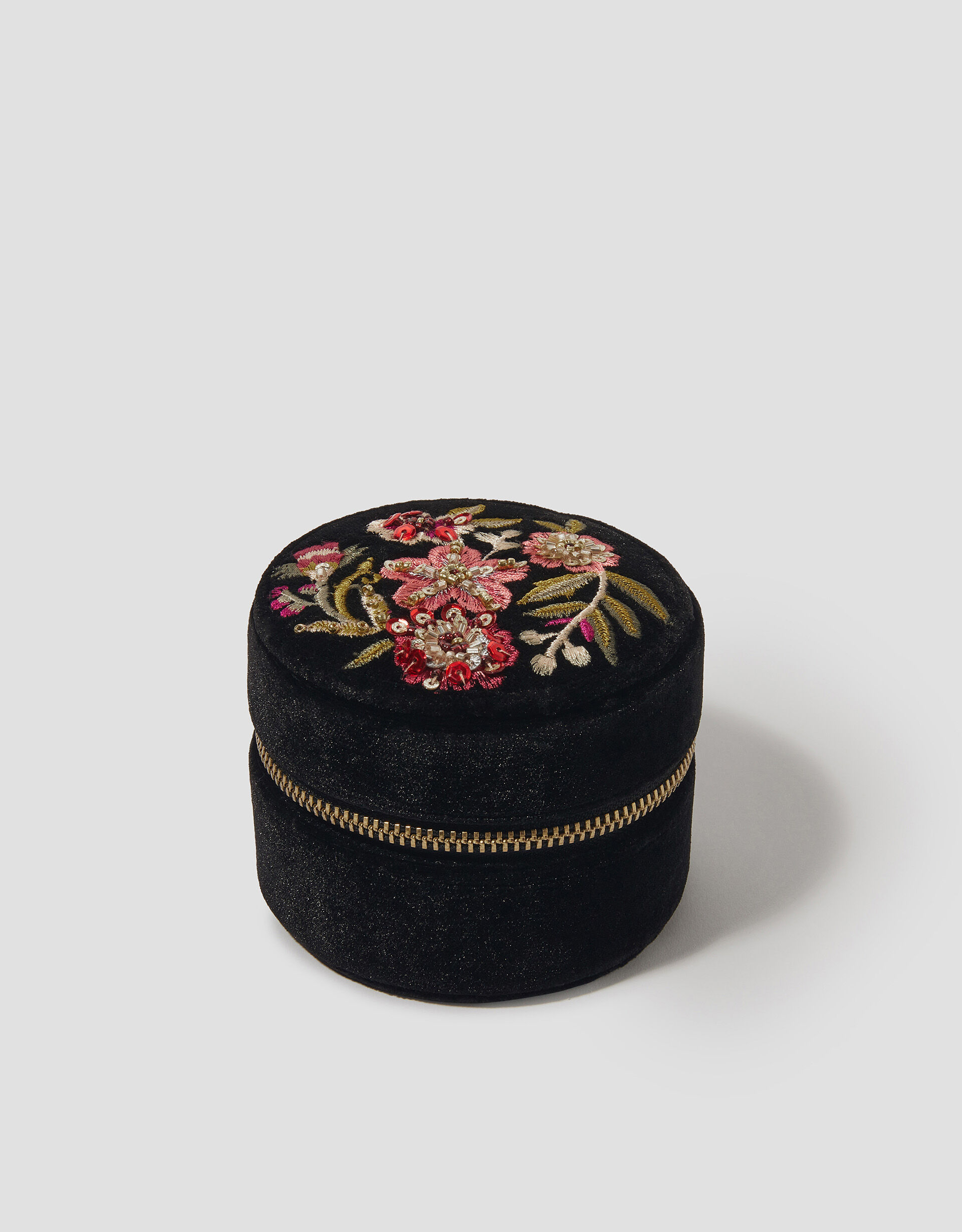 Round Floral Embroidered Jewellery Box | Face & Body | Monsoon UK.