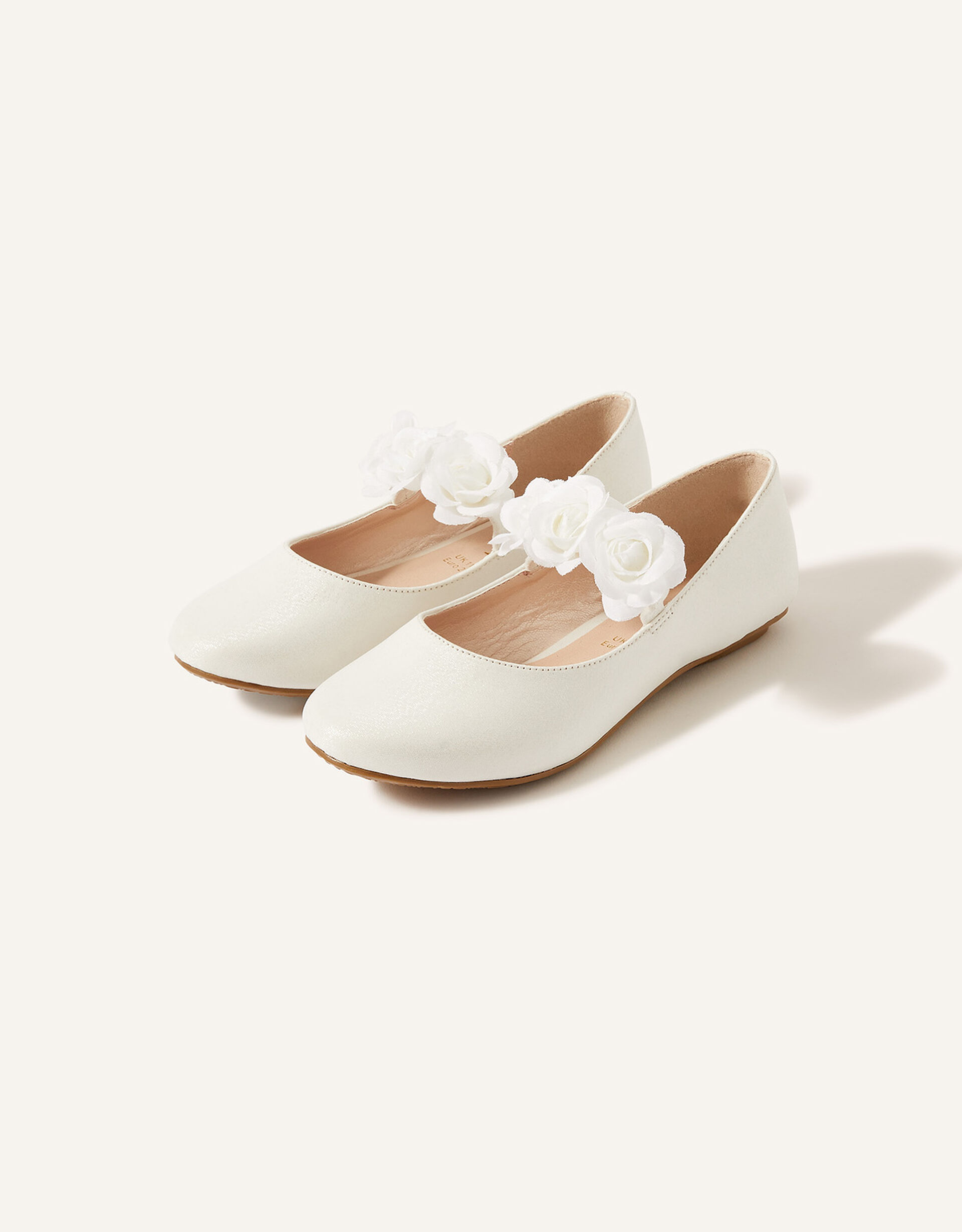 Shimmer Corsage Ballerina Flats Ivory | Girls' Flat Shoes | Monsoon UK.